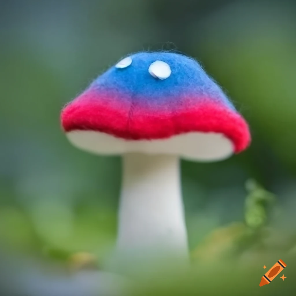 Colourful felt mushroom