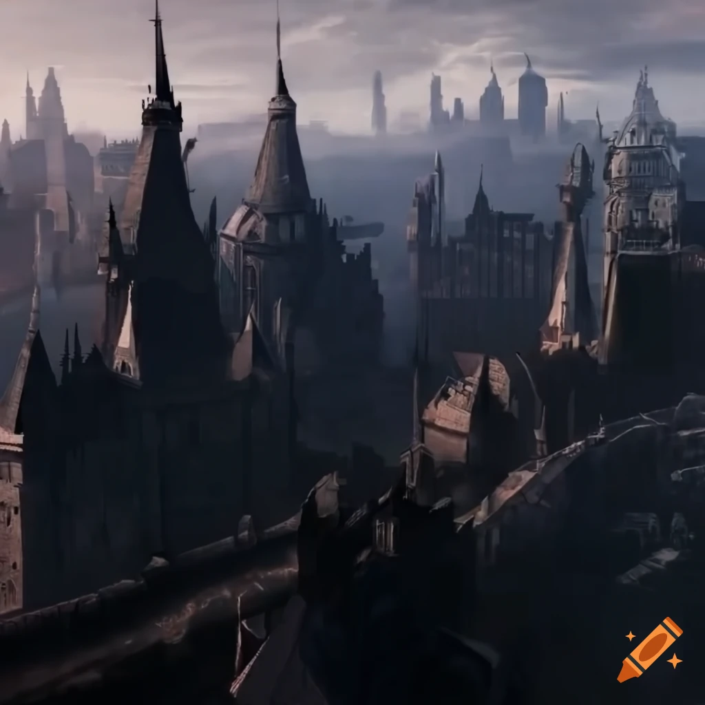 Cinematic realistic capital city of a medieval fantasy world