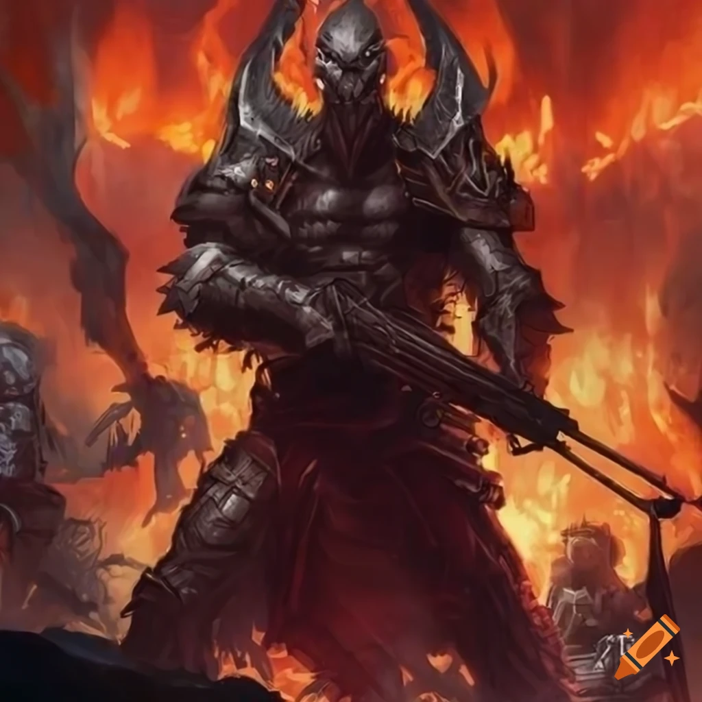 Brave sci fi chaos demonic soldier with a big rifle epic action scene ...