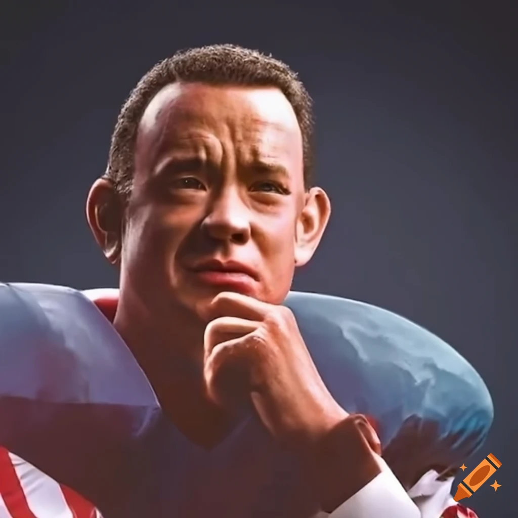 Tom hanks portraying a football quarterback in an american flag uniform ...