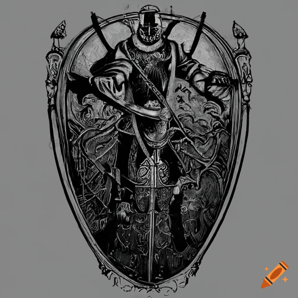 Fierce medieval hero with a shield