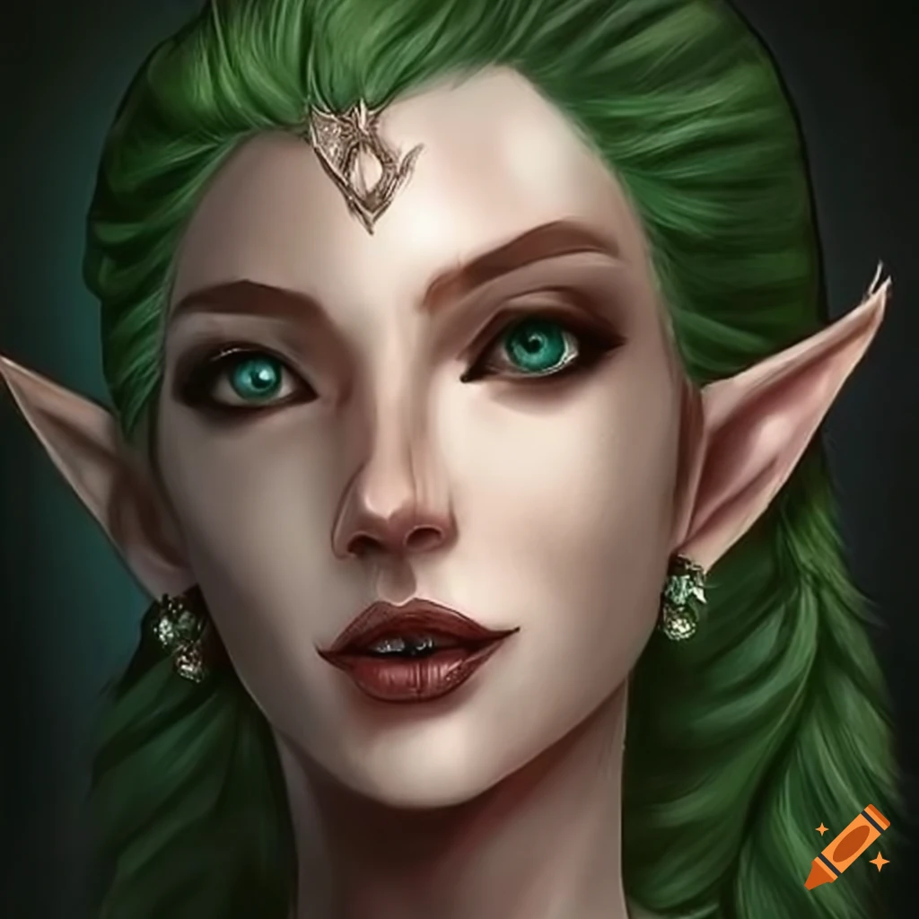 Pretty elf lady and men on Craiyon