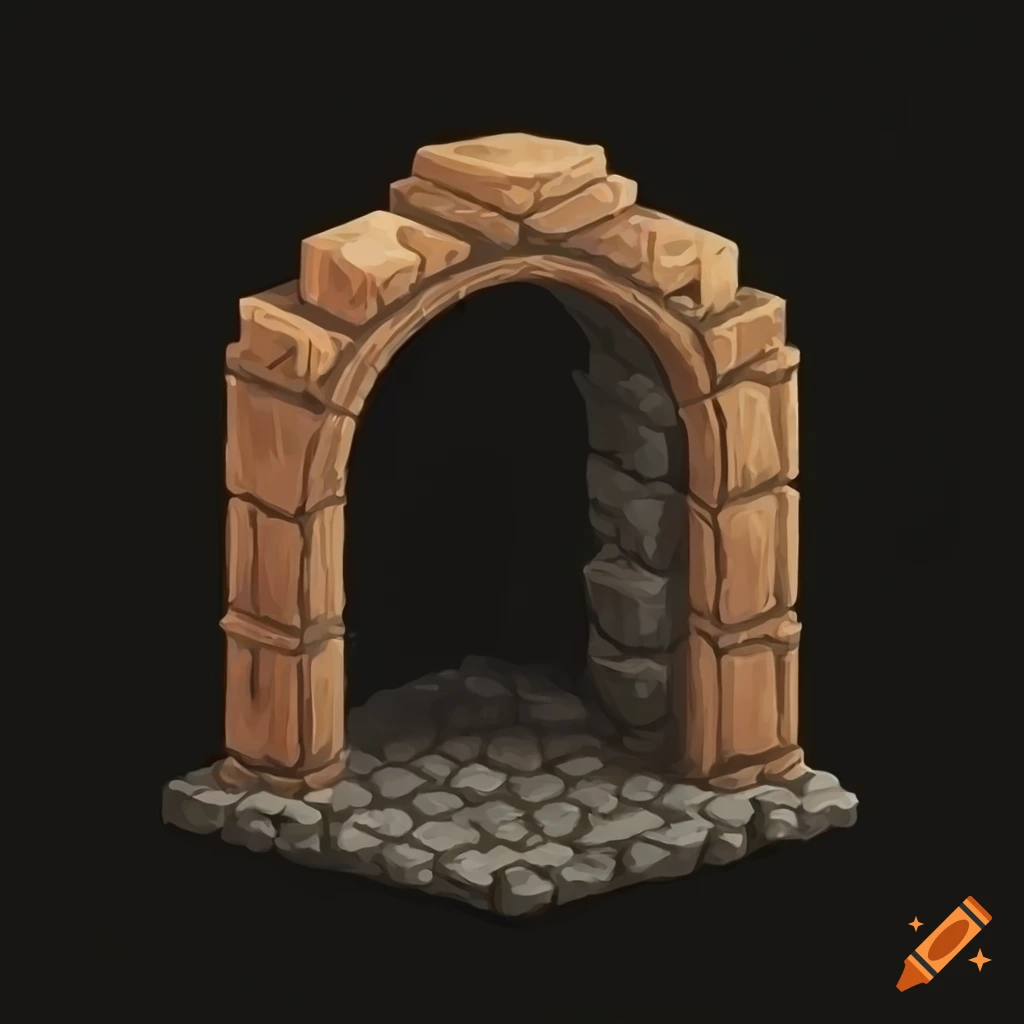Sandstone rpg isometric tile portal door platform black background