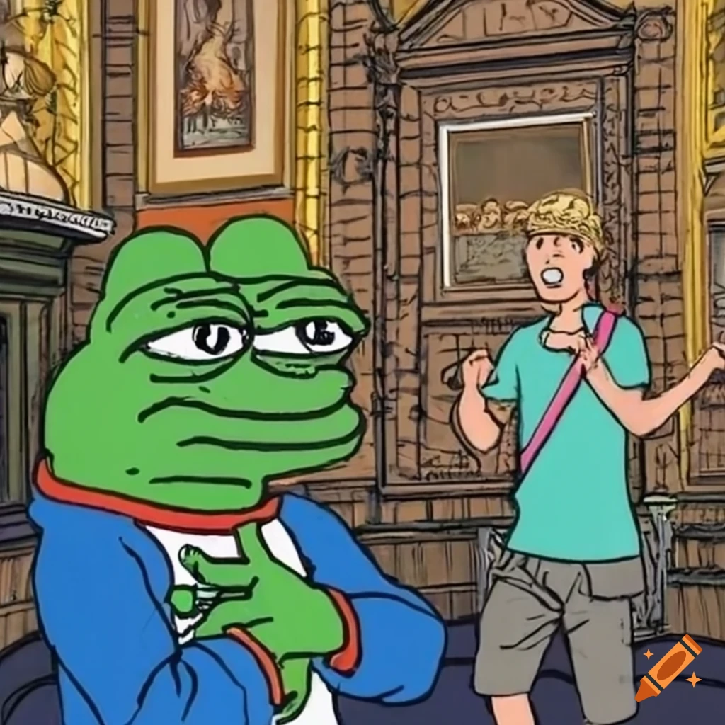 Pepe frog like a tourist in saint petersburg on Craiyon