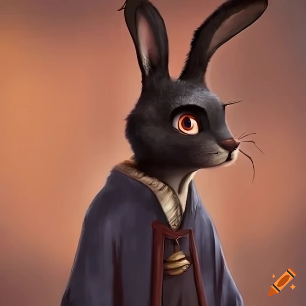 An imaginative depiction of a black rabbit from Zootopia in medieval ...