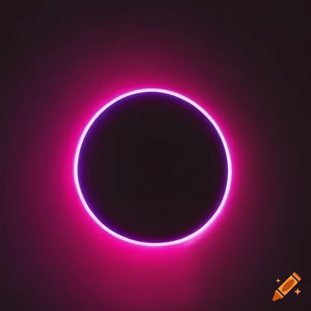 Floating neon ball in a dark void illuminated by a beam