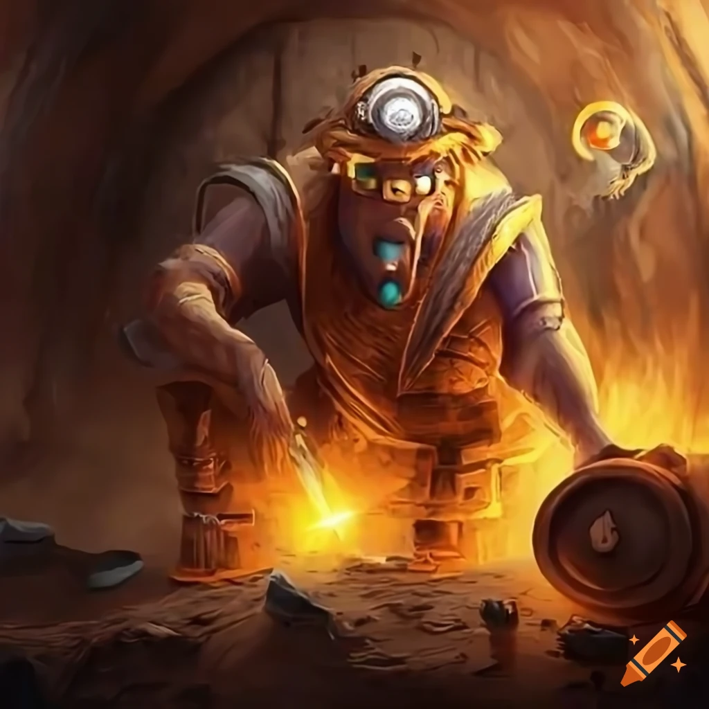 Miner mining fantasy mine