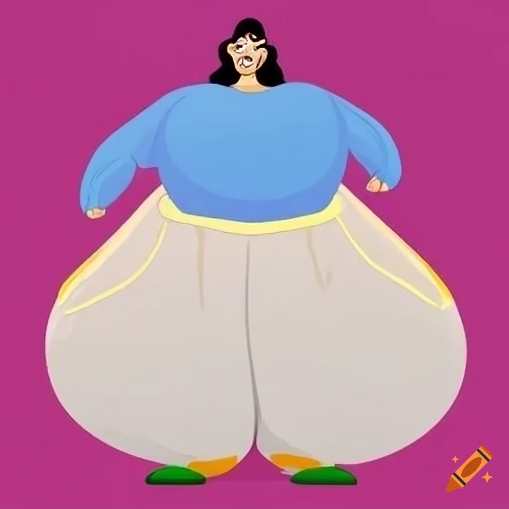 Cartoon character standing and wearing baggy, oversized, large aladdin ...
