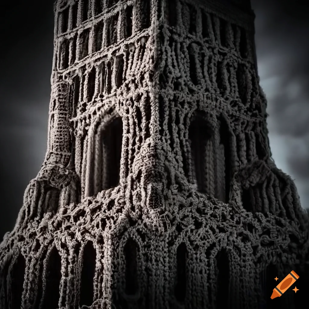 Crochet building surreal and dramatic