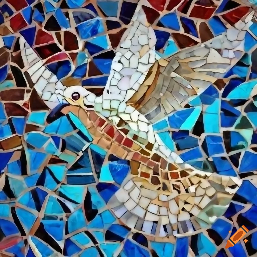 Mosaic art of flying dove