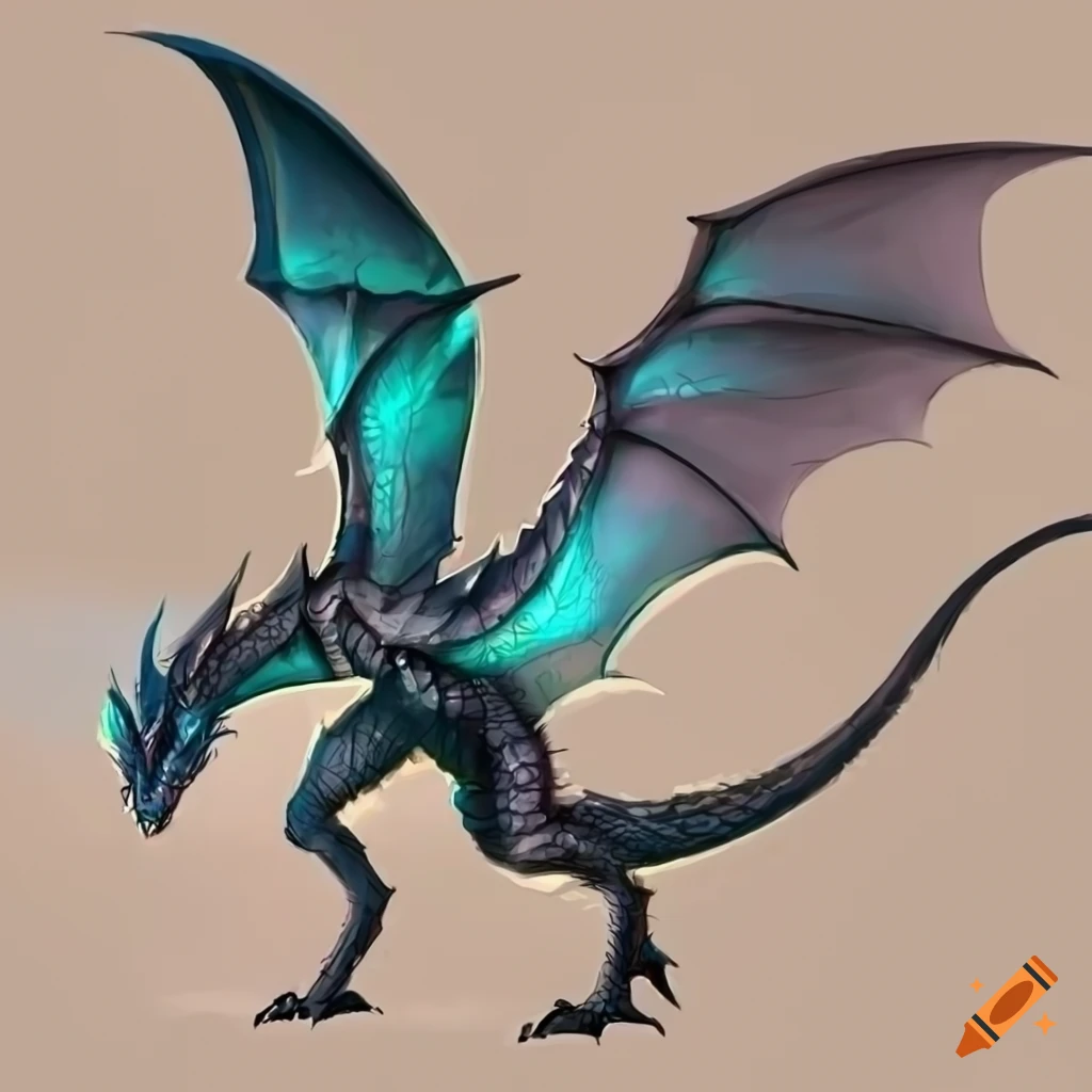 Full body dragon concept designs, side view