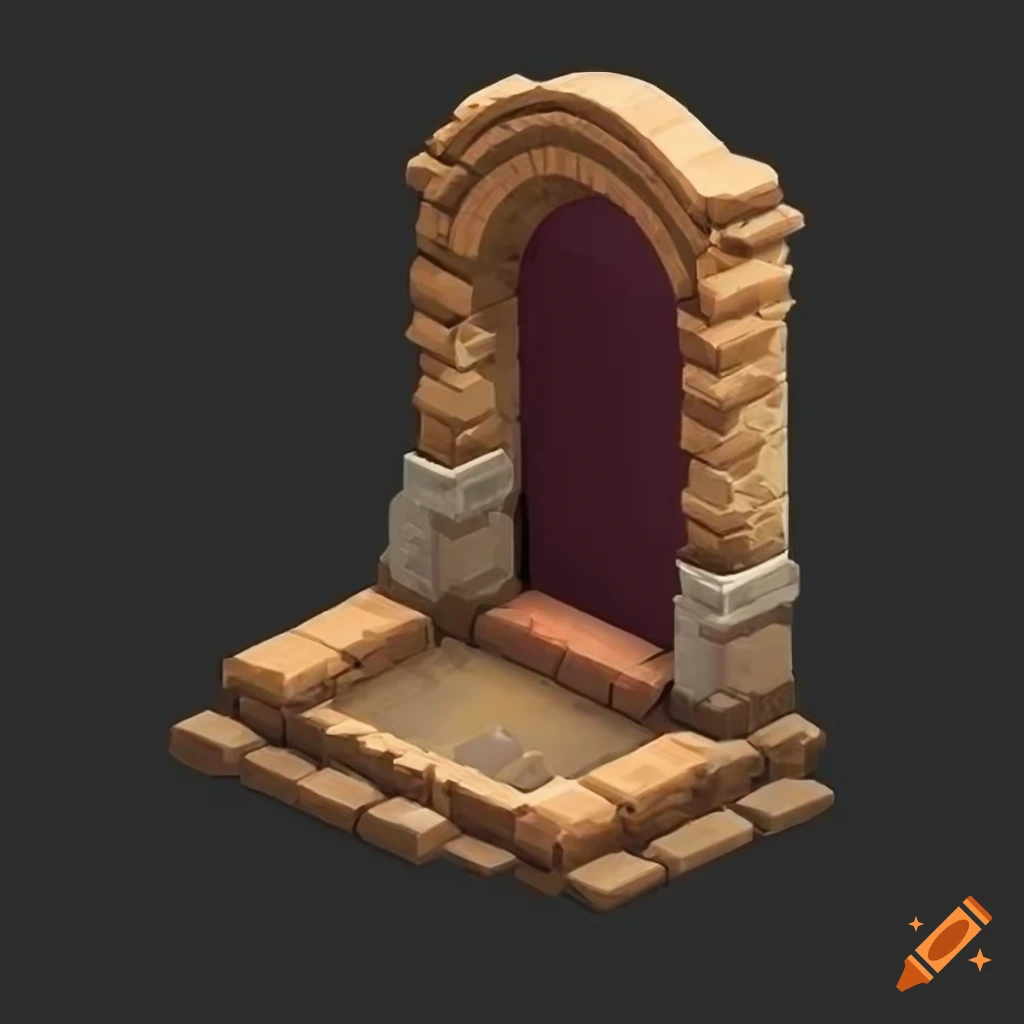 Sandstone rpg isometric tile portal door platform black background