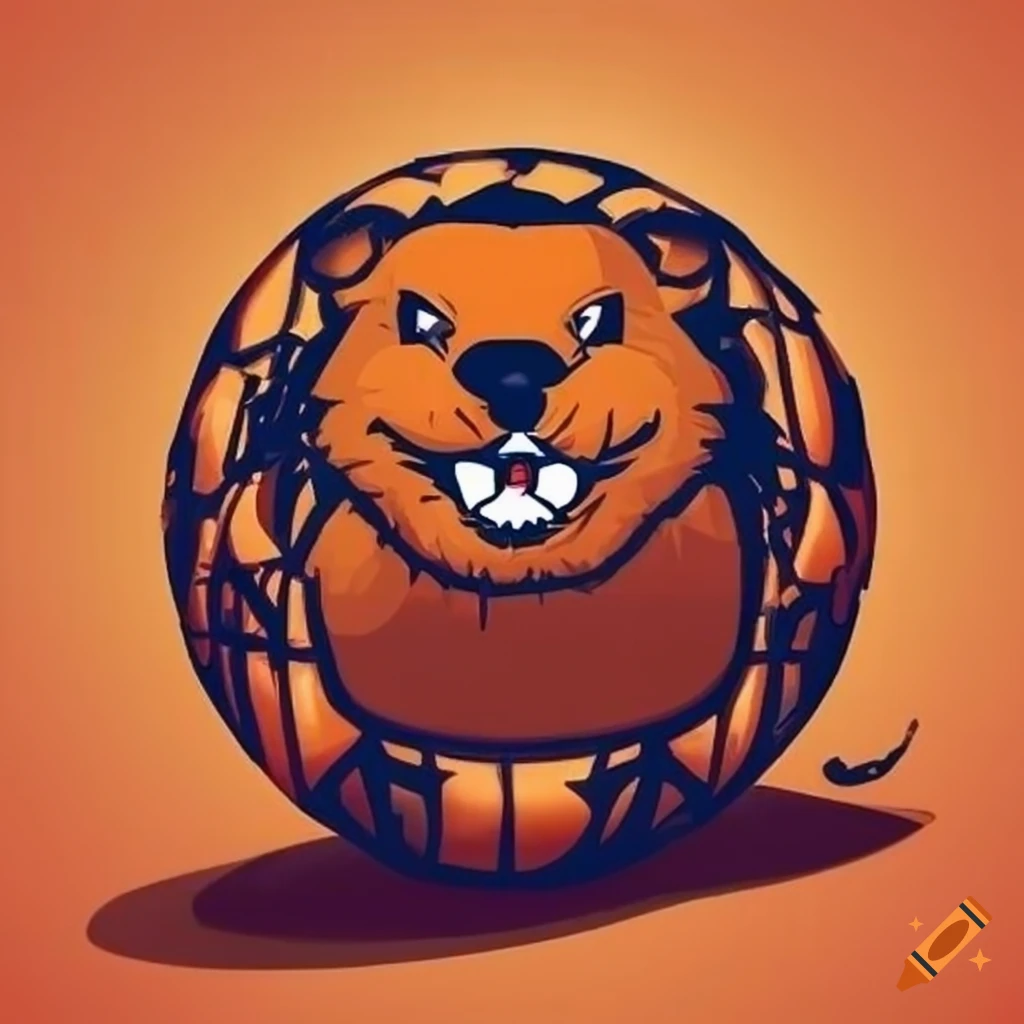 Beaver logo orange football on Craiyon