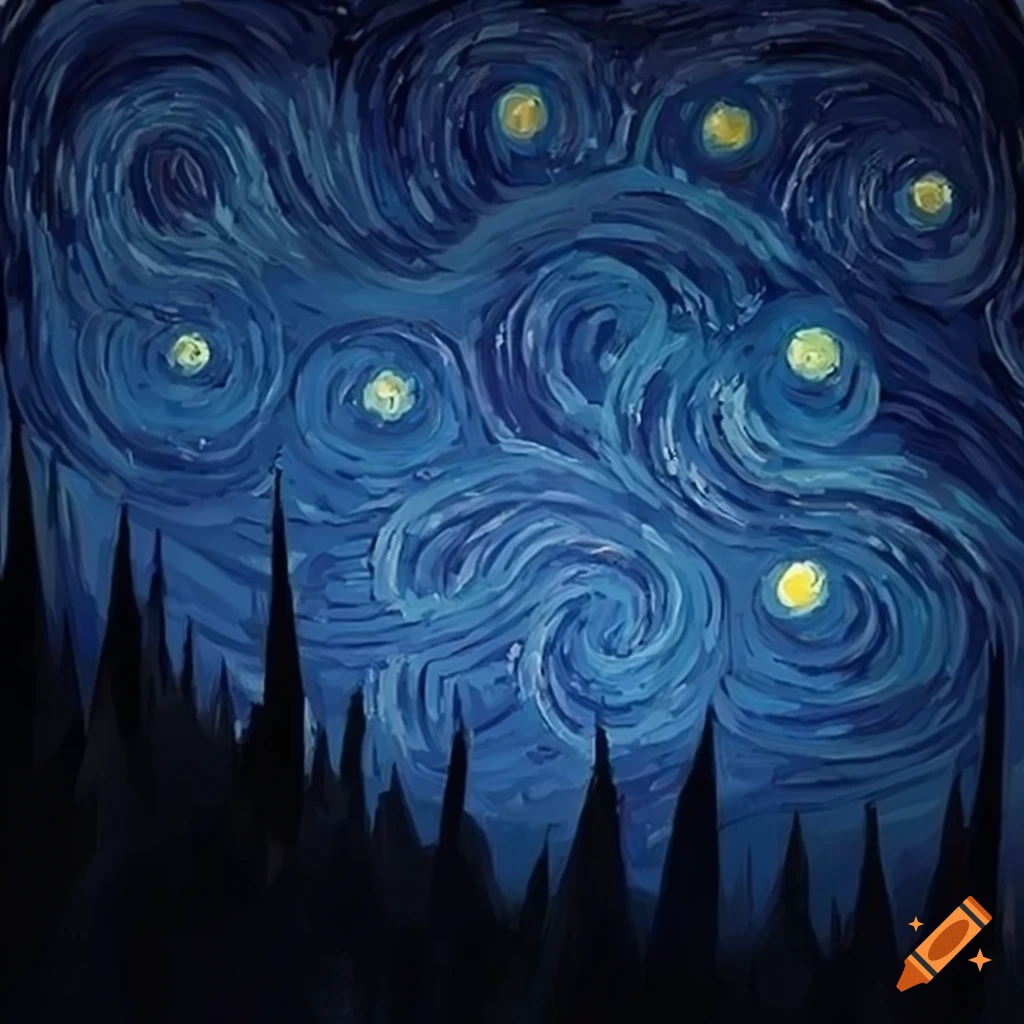 The Starry Night in modern style on Craiyon