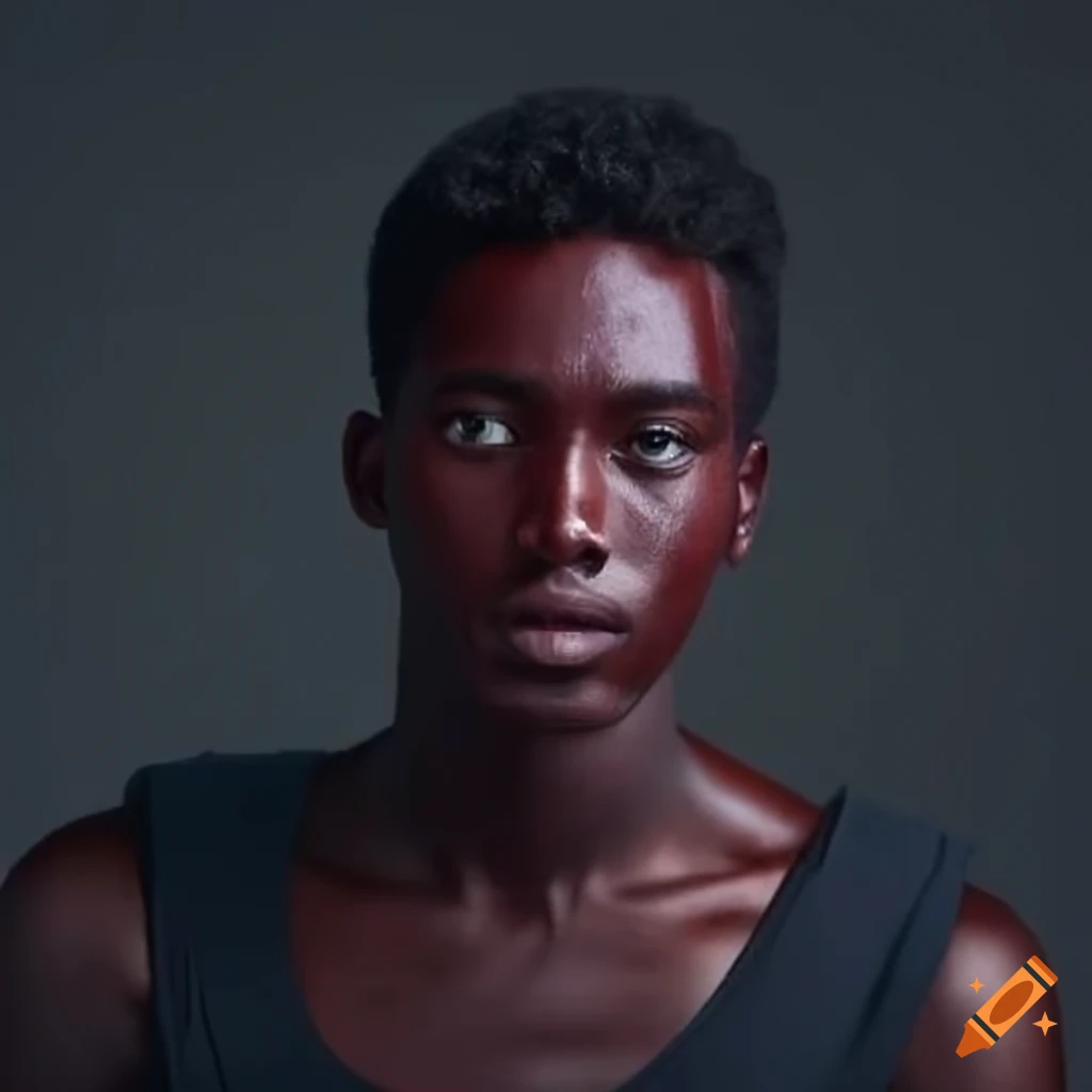 Man with maroon colored skin