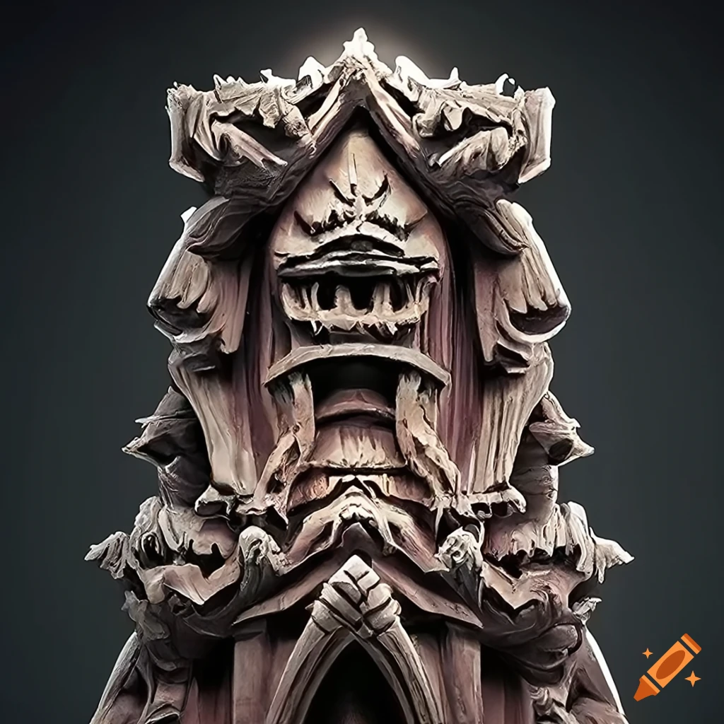 ‘architectural stave carving’-style, zelda boss game sculpture ...