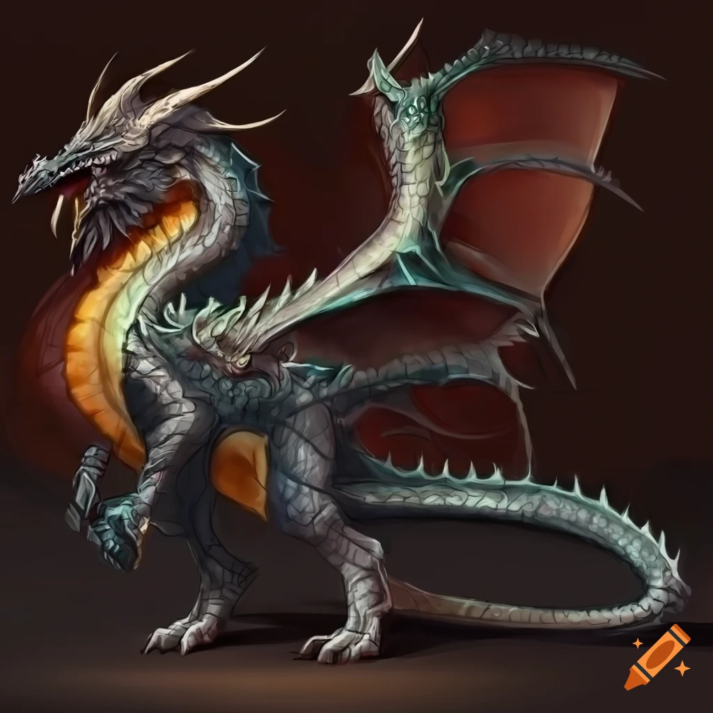 Dragon concept designs, full body with a side view and mild colour on ...