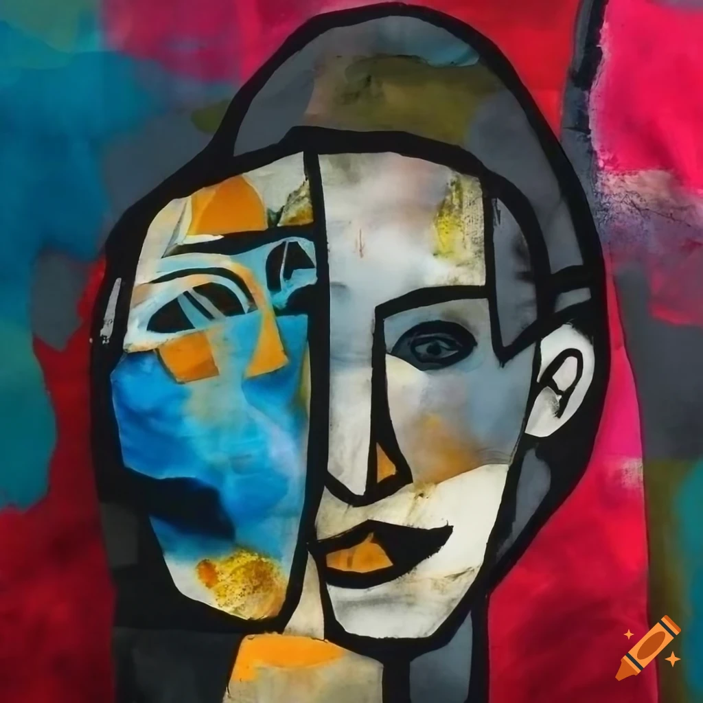 Mixed - media collage abstract painting in the style oswaldo guayasamín ...