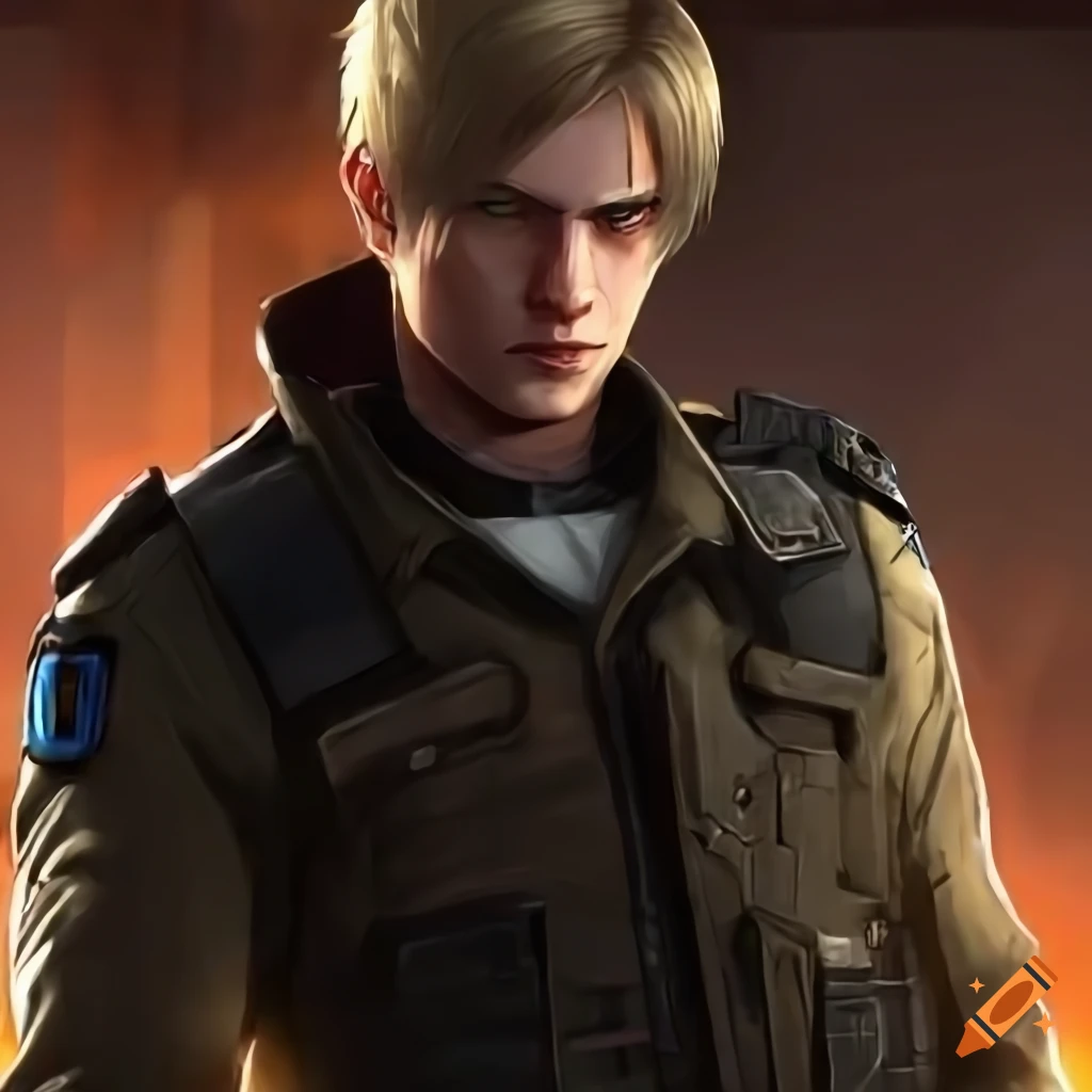 Portrait, Leon S Kennedy, concept art, blonde hair, bangs, magnum ...