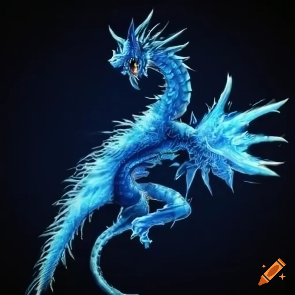 Dragón azul lanzando fuego on Craiyon