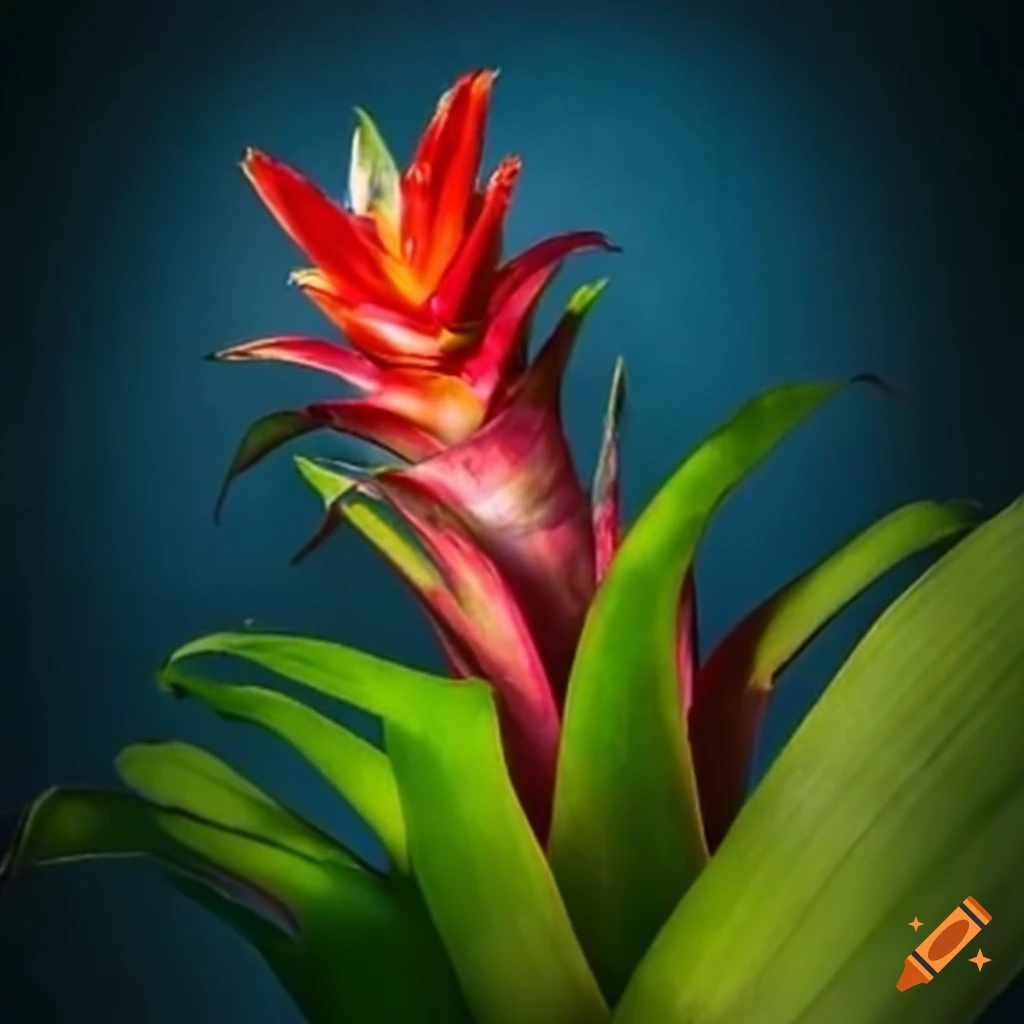 A vibrant bromeliad plant in full bloom on Craiyon