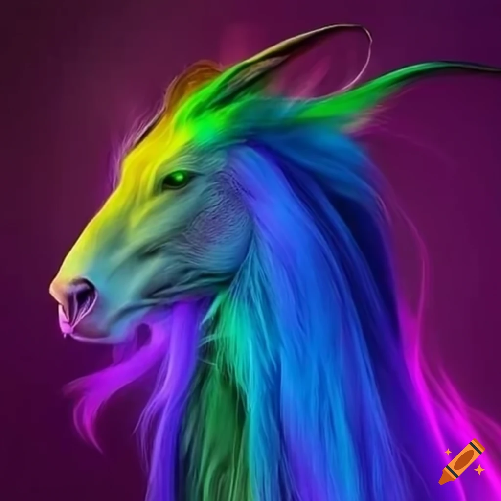 A beautiful mythical creature with striking colors and flowing mane on ...