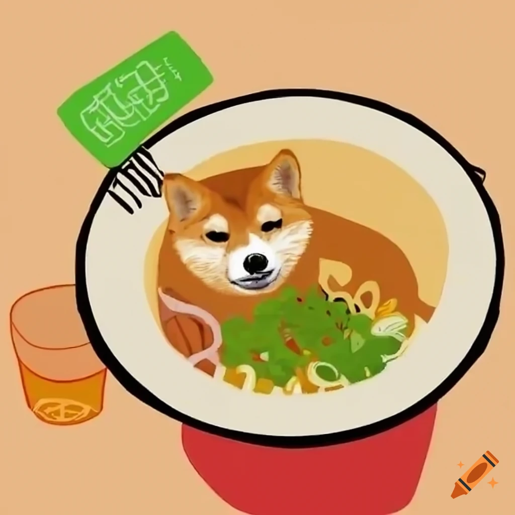 Shiba inu eating ramen on Craiyon