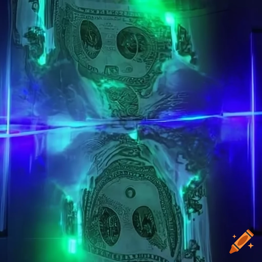 Floating in the foreground is a realistic dollar bill that looks like a ...