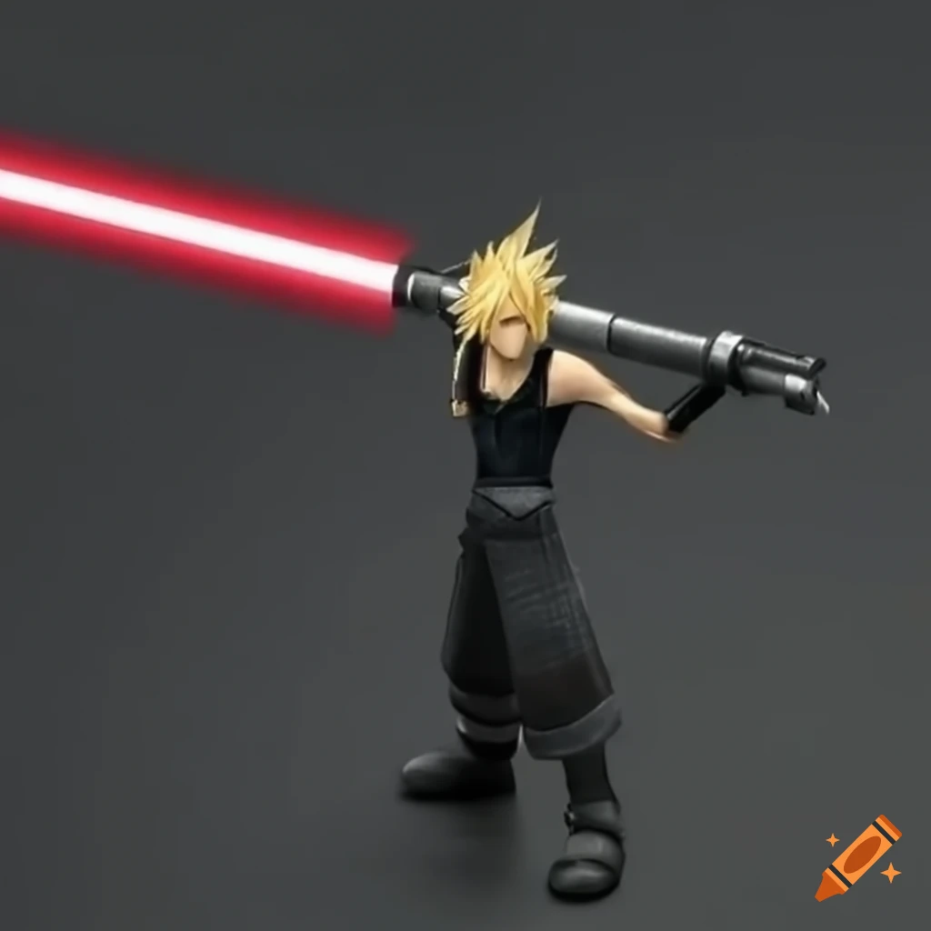 Cloud from final fantasy vii's breaker blade as a lightsaber on Craiyon