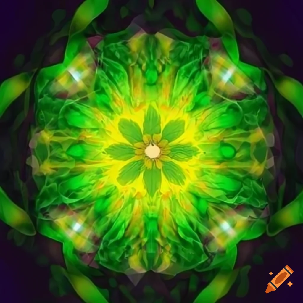 Abstract geometric yellow flower symbolizing unity and love on Craiyon