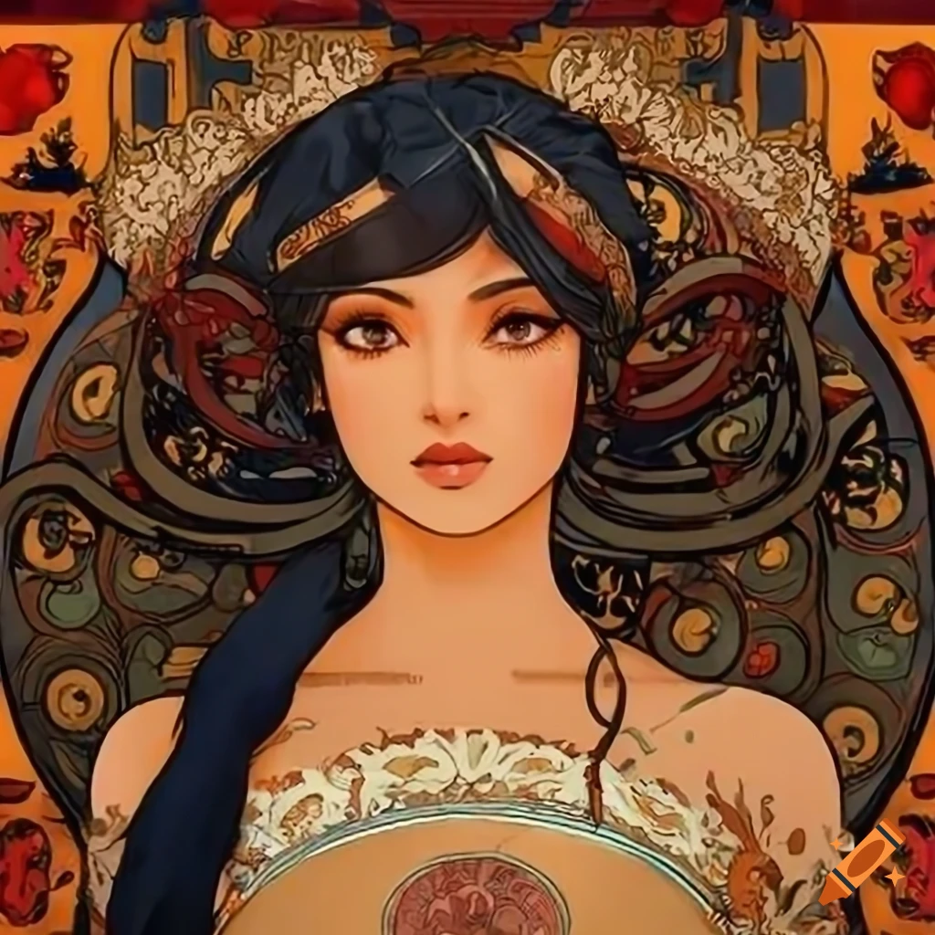 Triumphant anime indian girl with thick long black hair in ponytail and ...