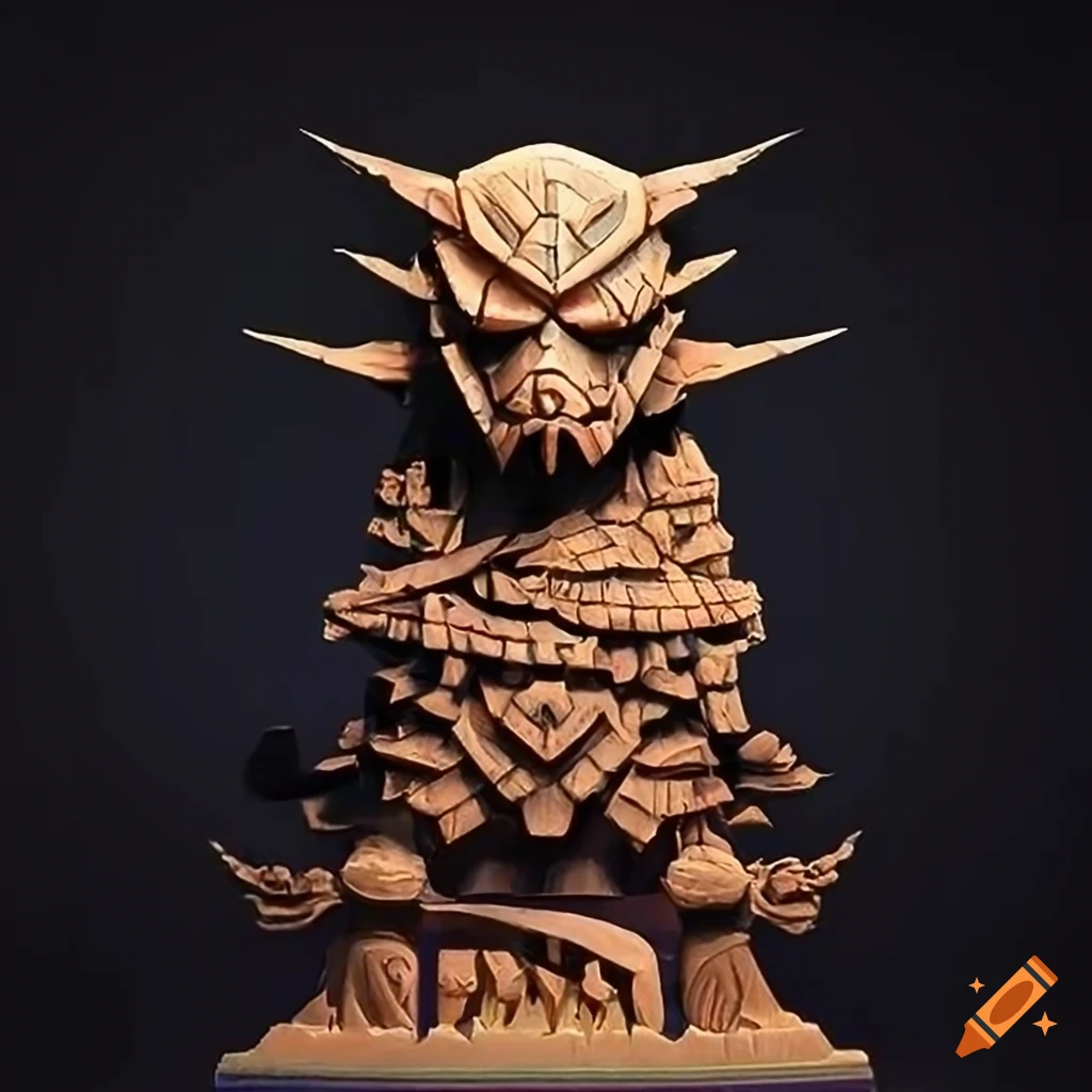 ‘architectural stave carving’-style, zelda boss game sculpture ...