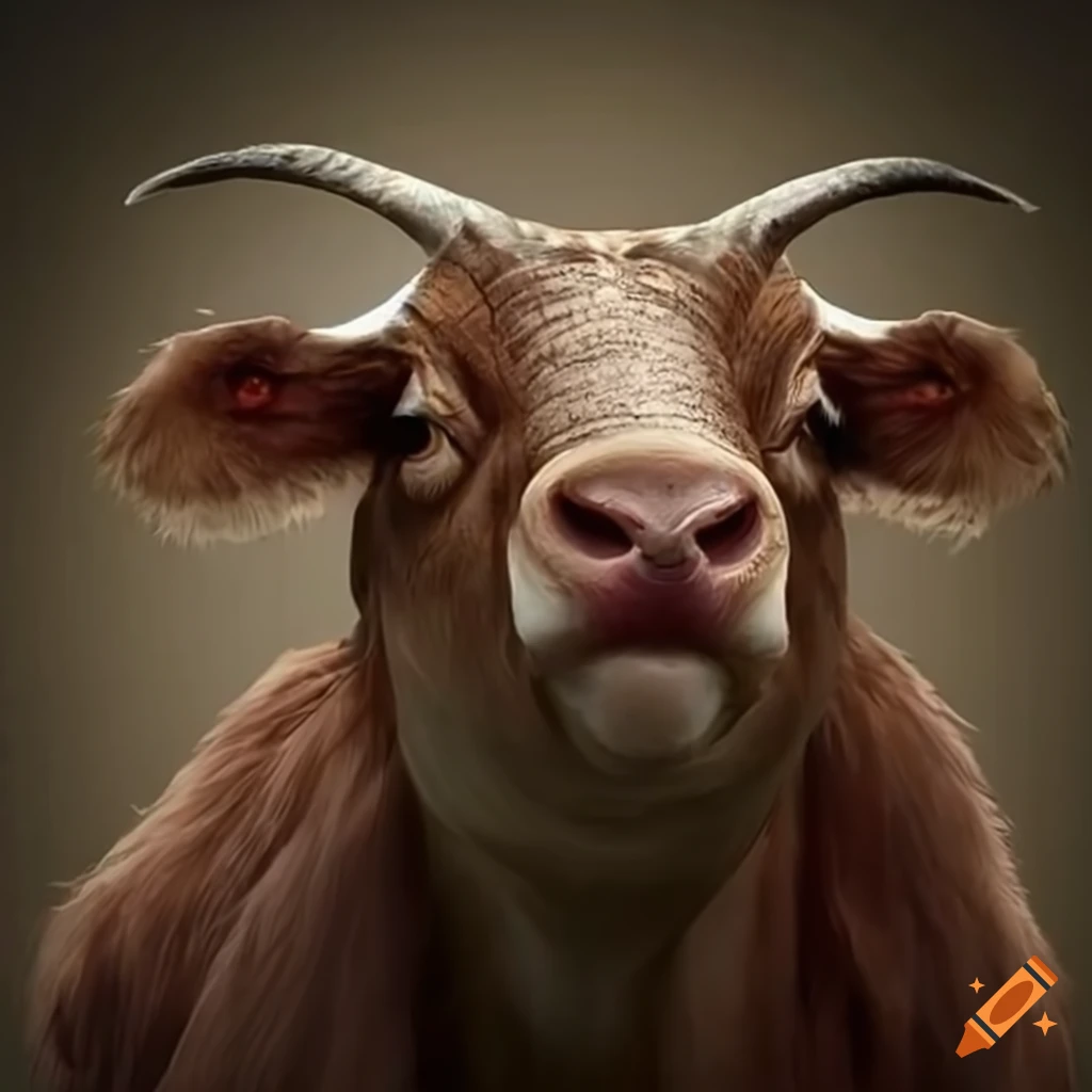Fantastic creature, a mix between a cow and a goat on Craiyon