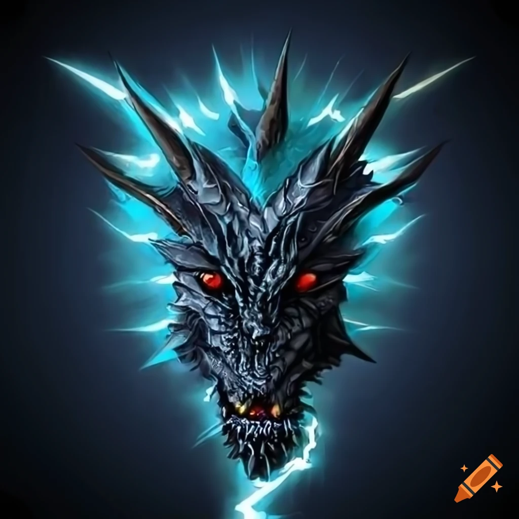 Black Lightning Dragon Head Art Of MTG: Photo