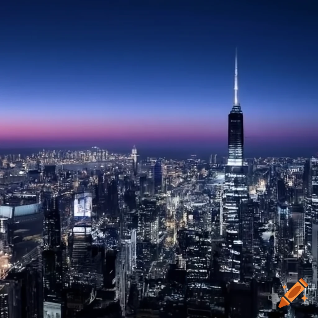 A futuristic city that is hilly and is a blend of tokyo and chicago on ...