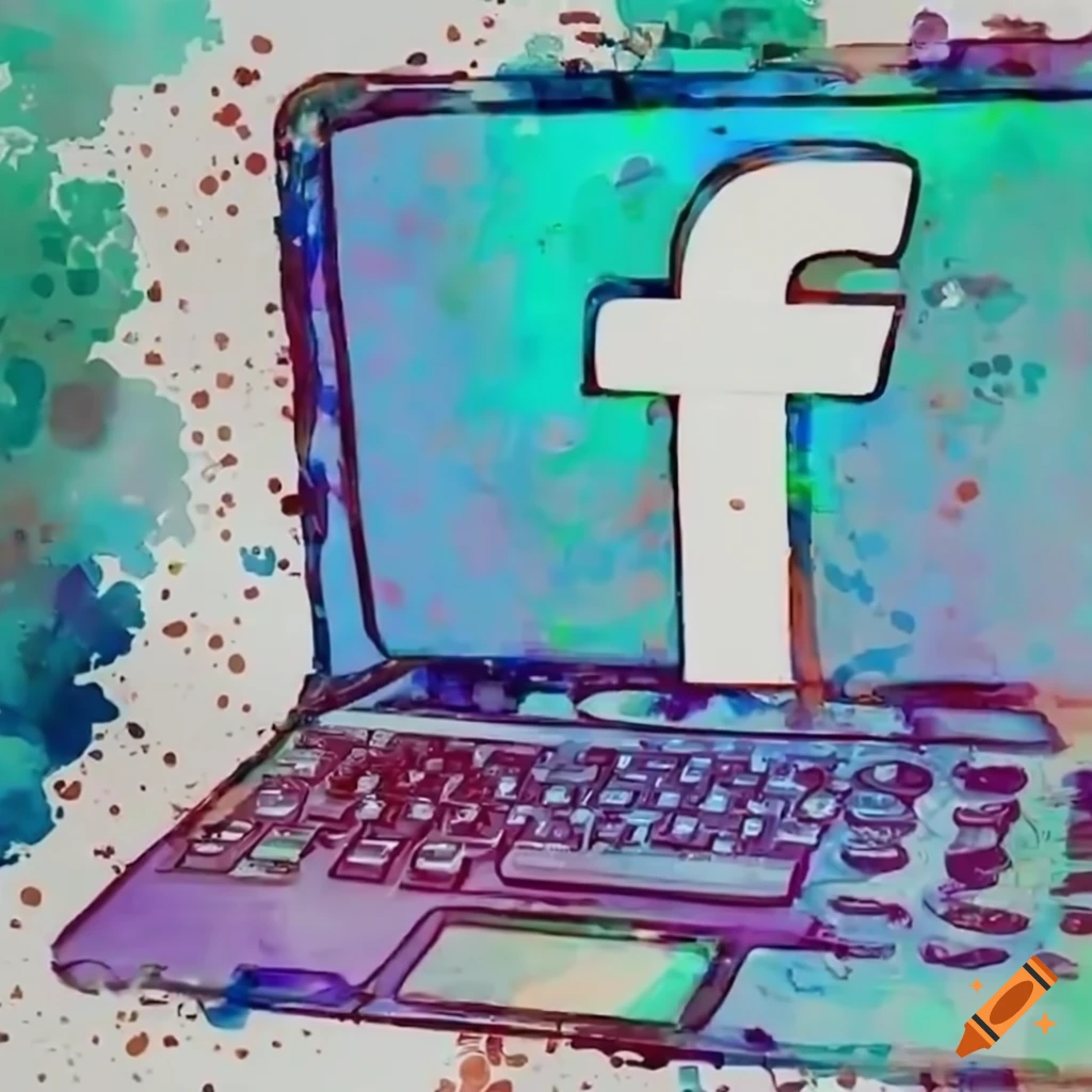 Laptop with facebook on the screen on Craiyon