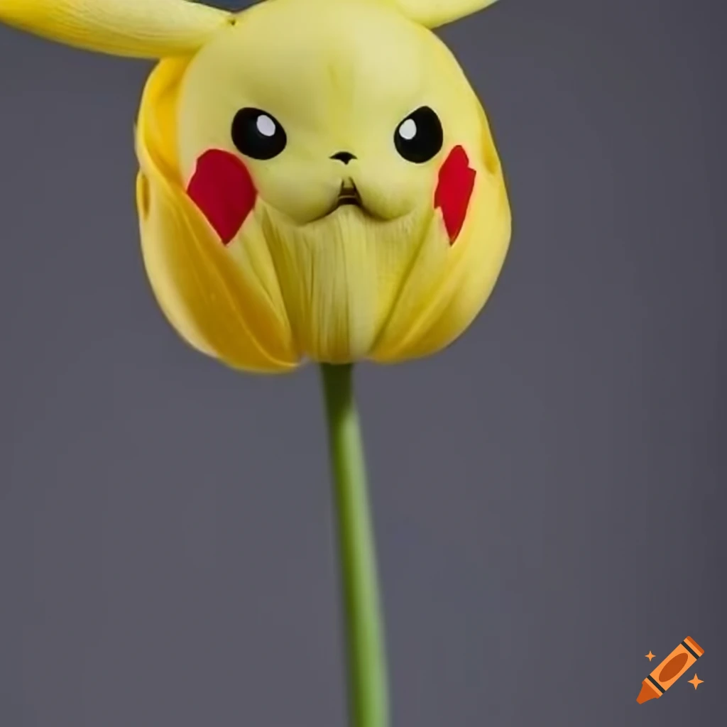 Yellow tulip with pikachu face