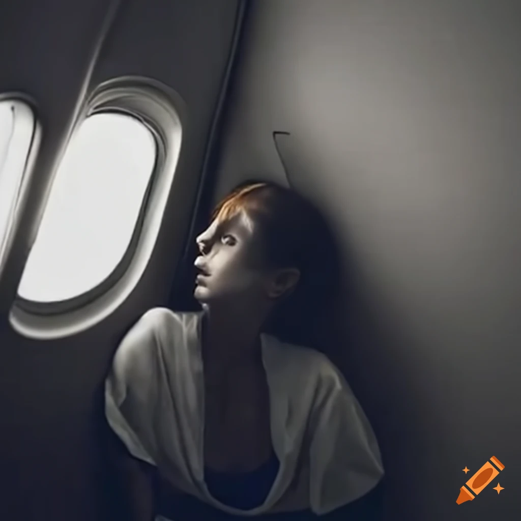 Fake human in window seat on airplane on Craiyon