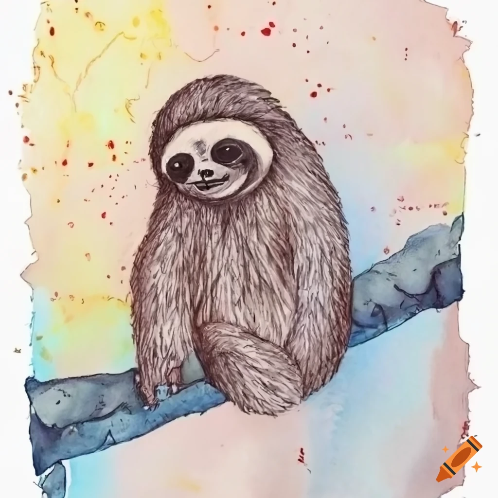 Sketch of a sloth, cómic style, 8k
