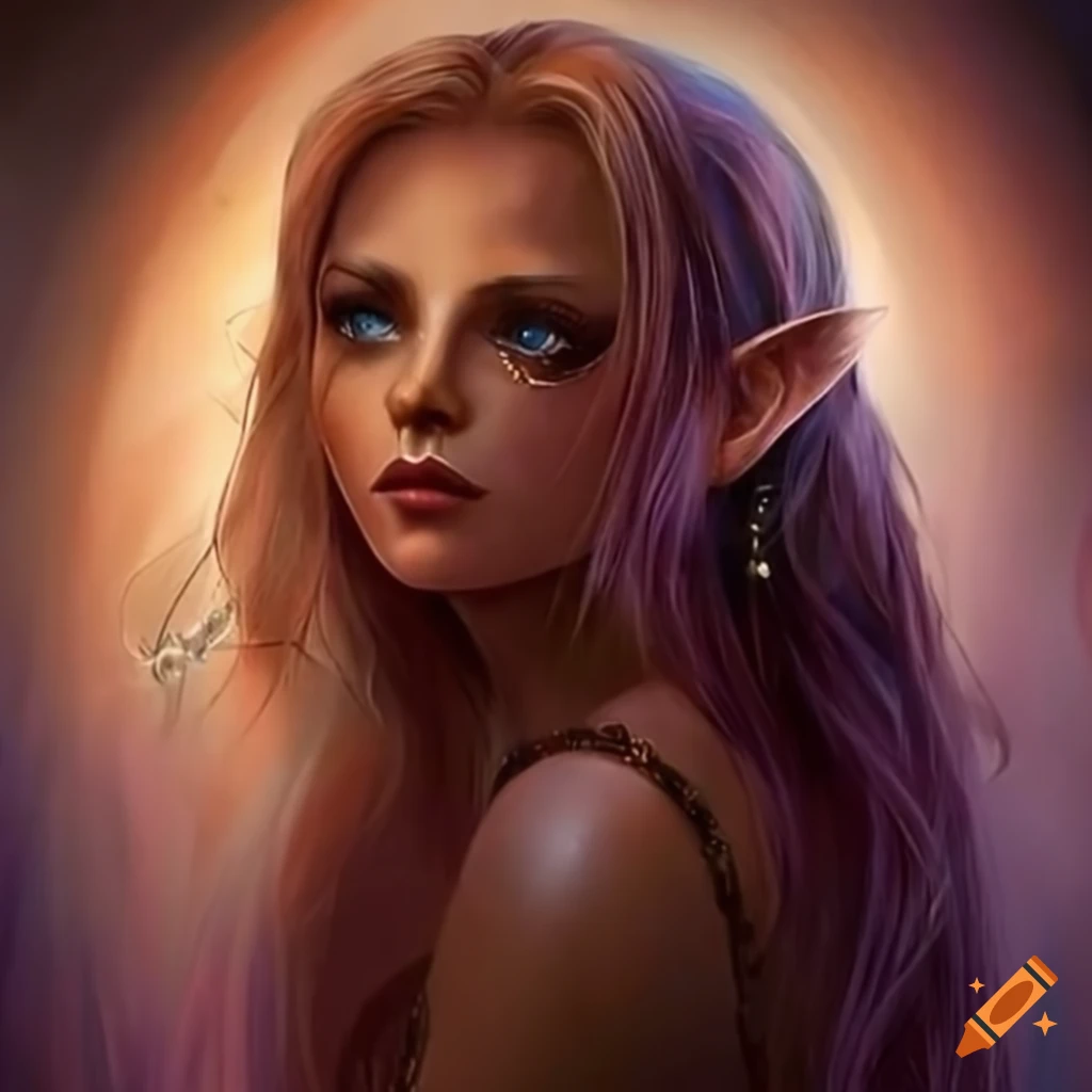 Pretty elf lady and men