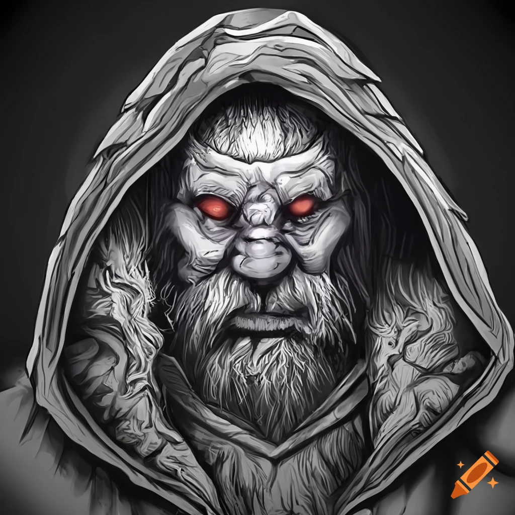 A male dark dwarf (duergar) rogue with grey skin and white beard ...