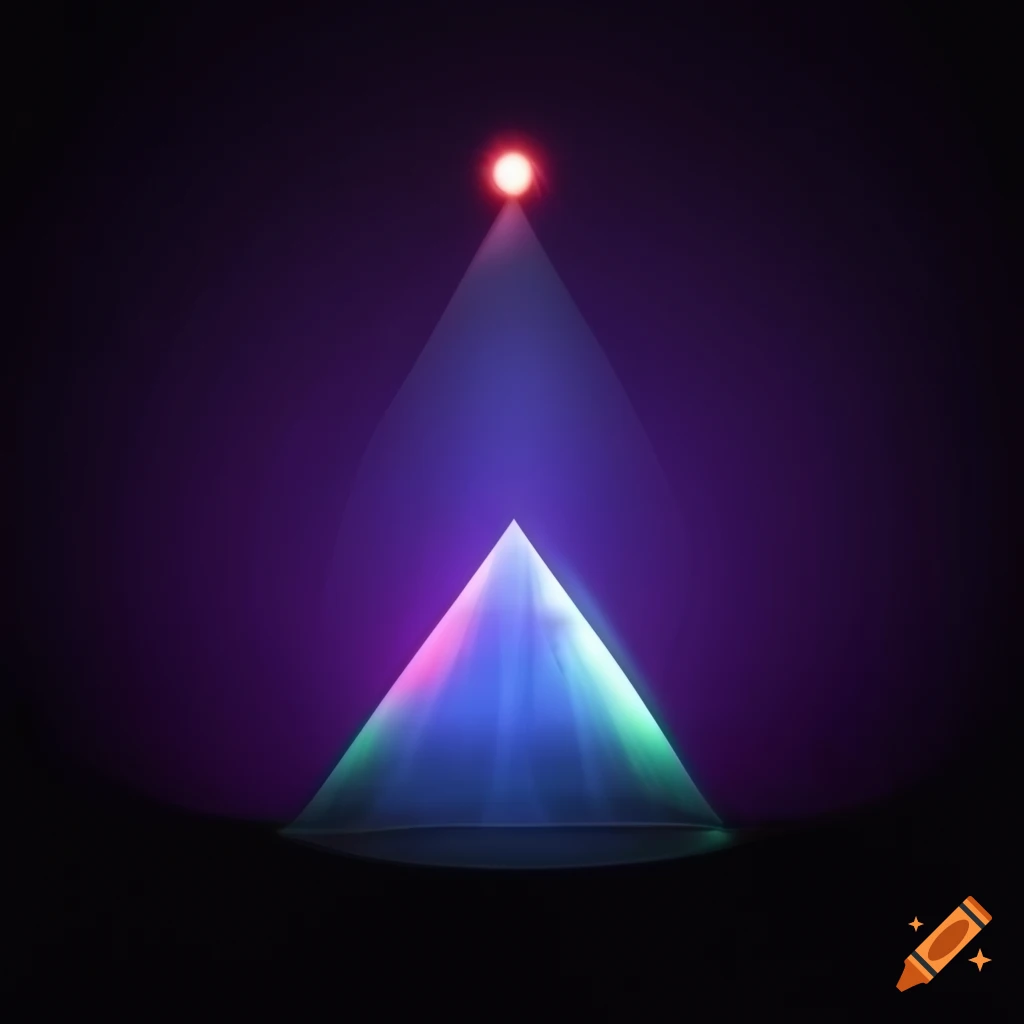 Circle and pyramid borders with colors lights. black background contrast