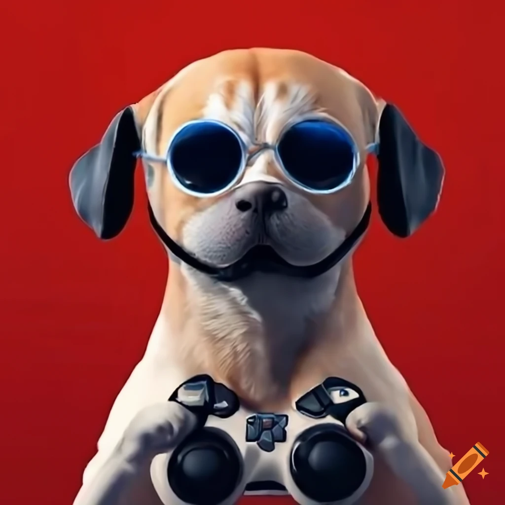 A dog playing the playstation on Craiyon