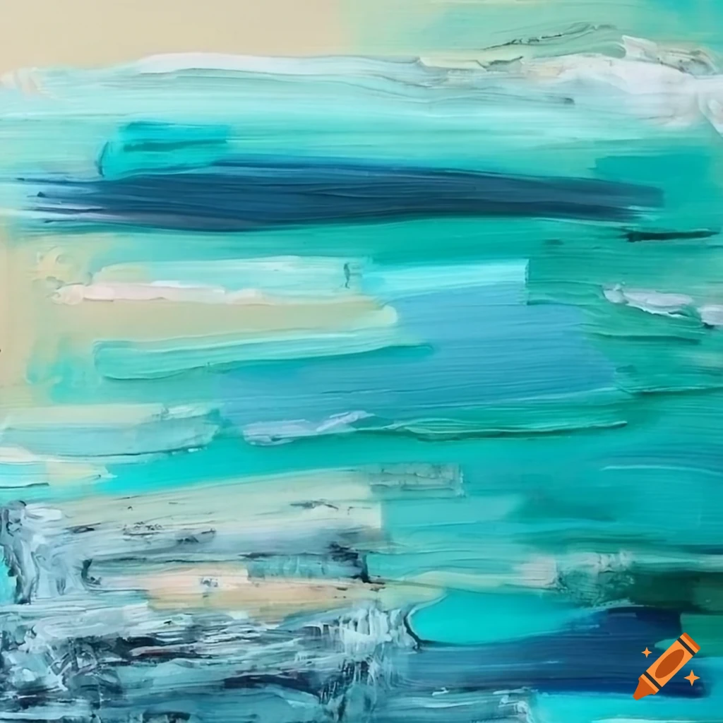 Abstract painting sea beach mixed media, acrylic on Craiyon