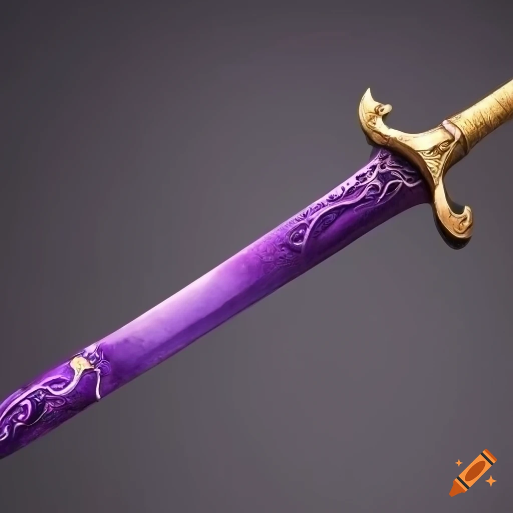 Steel longsword, purple handle, gold pommel and handguard. "nelithral ...