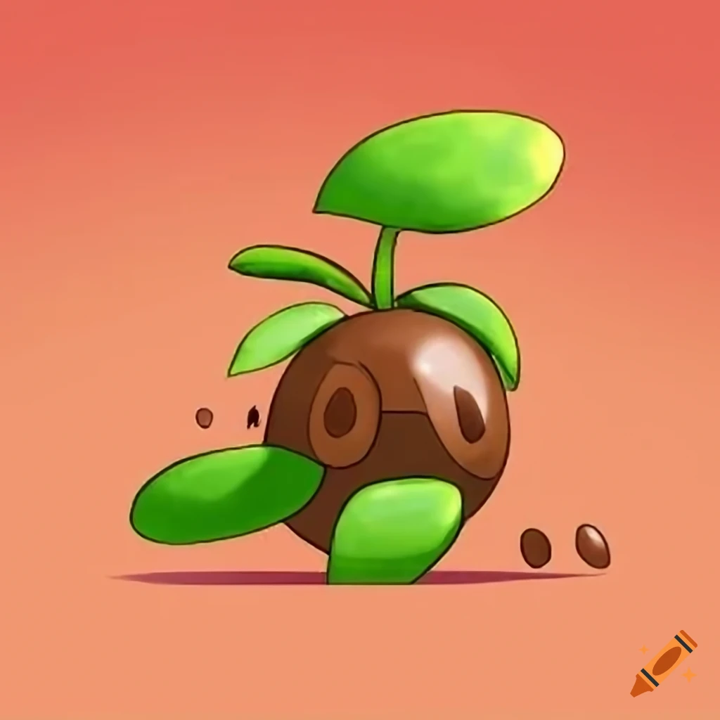 Brown plant seed with a face pokemon on Craiyon