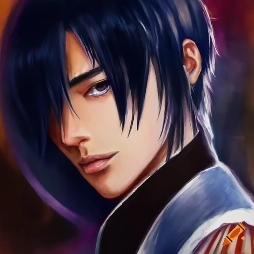 A very high detailed Close-up in realistic colors of anime shonen ...
