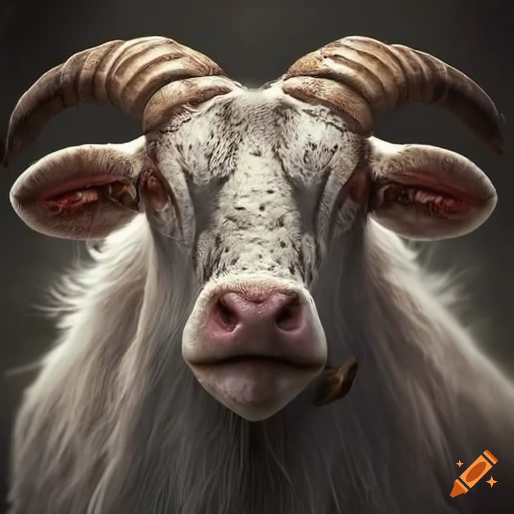 Fantastic creature, a mix between a cow and a goat on Craiyon