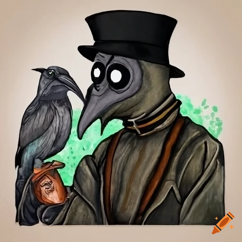 Plague doctor and raven on Craiyon