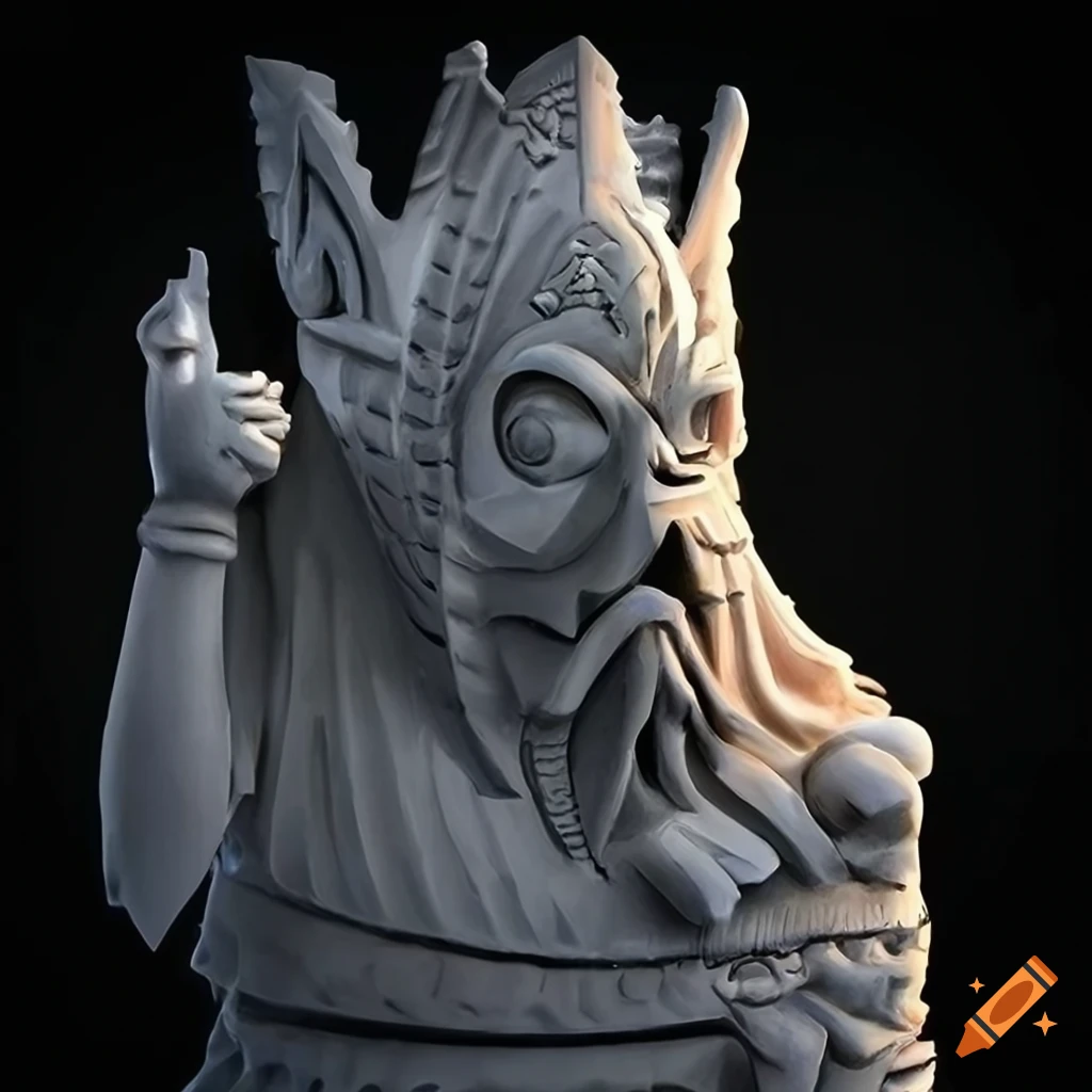 ‘architectural stave carving’-style, zelda boss game sculpture ...